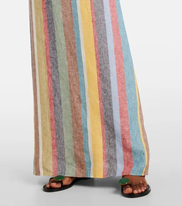 Staud Laura Striped Linen Maxi Dress - Multicoloured