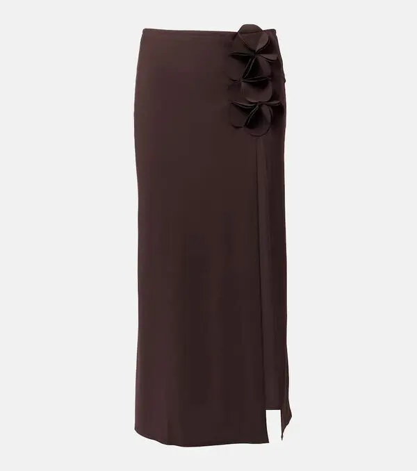 KARLA COLLETTO Tess Floral-applique Maxi Skirt - Brown