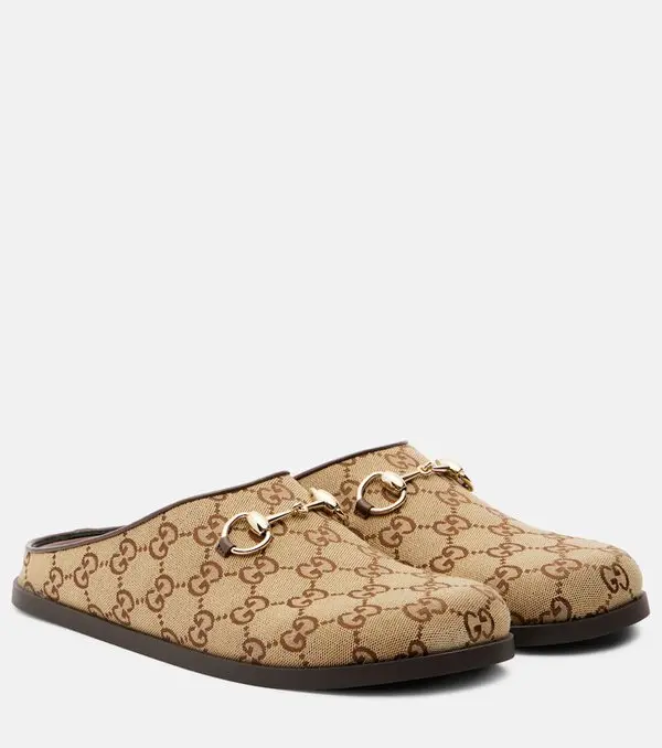 Gucci Gg Leather-trimmed Mules