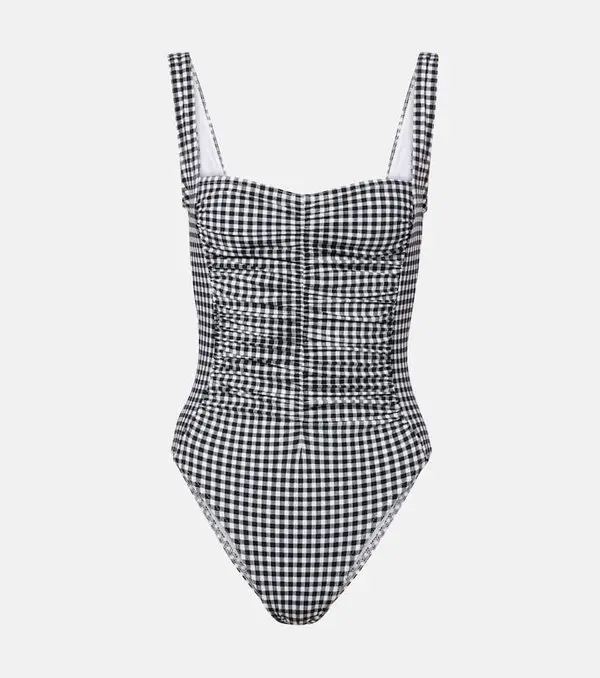 KARLA COLLETTO Ruched Gingham Swimsuit - Black