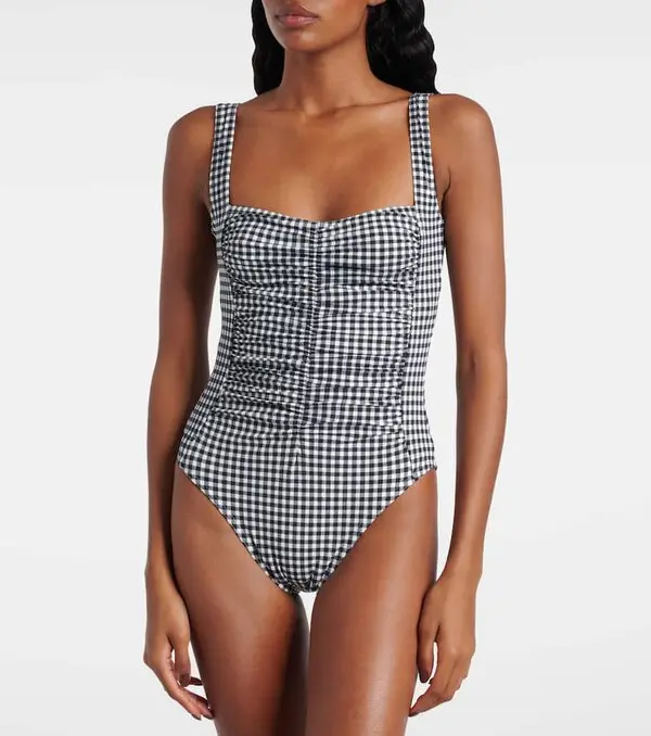 KARLA COLLETTO Ruched Gingham Swimsuit