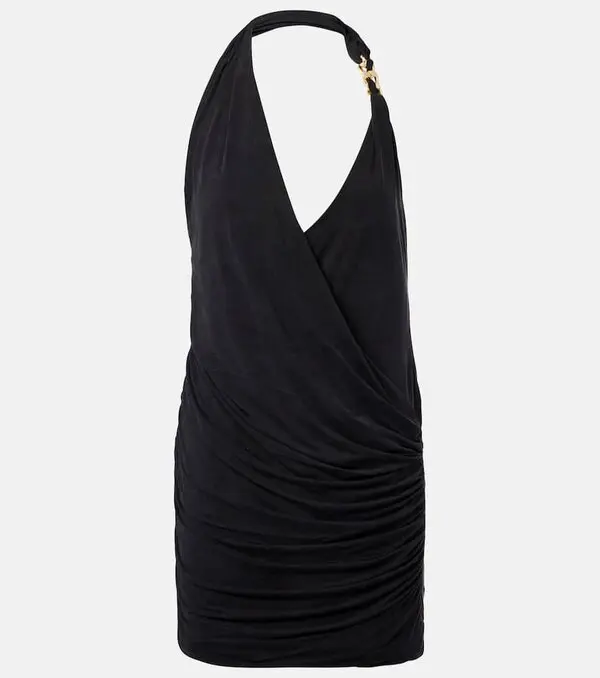 Balmain Draped Halterneck Jersey Minidress