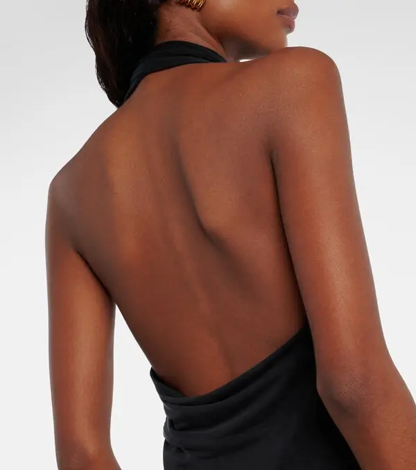 Balmain Draped Halterneck Jersey Minidress