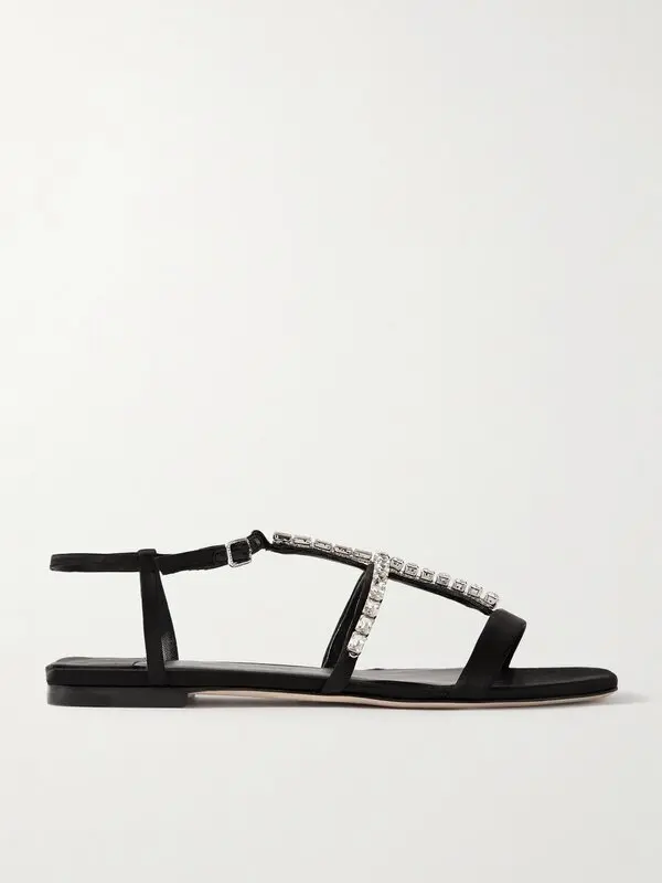 JIMMY CHOO Gwyn Crystal-embellished Sandals - Black