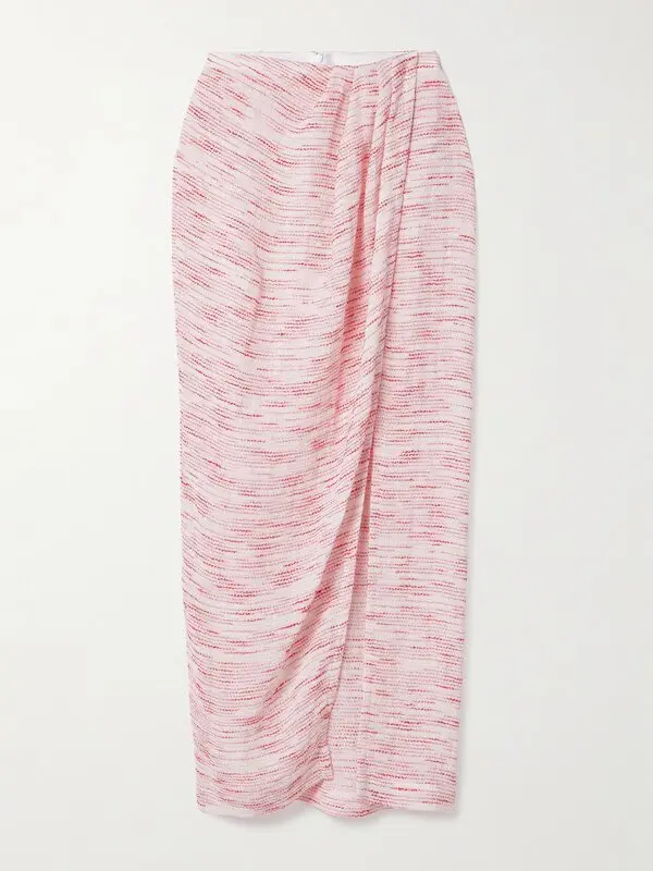 Lisa Marie Fernandez Pleated Striped Linen-blend Gauze Pareo - Red