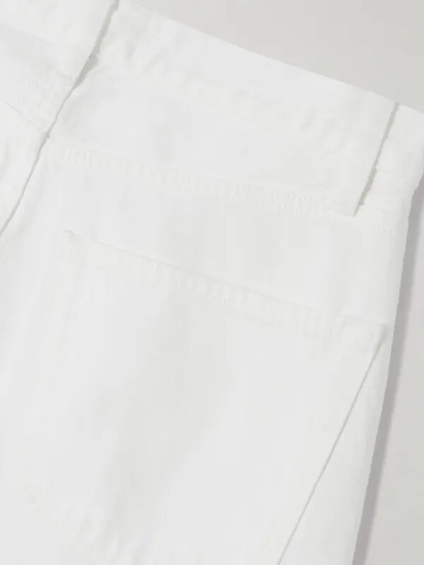 FRAME The Lax Distressed Mid-rise Flared Jeans - White