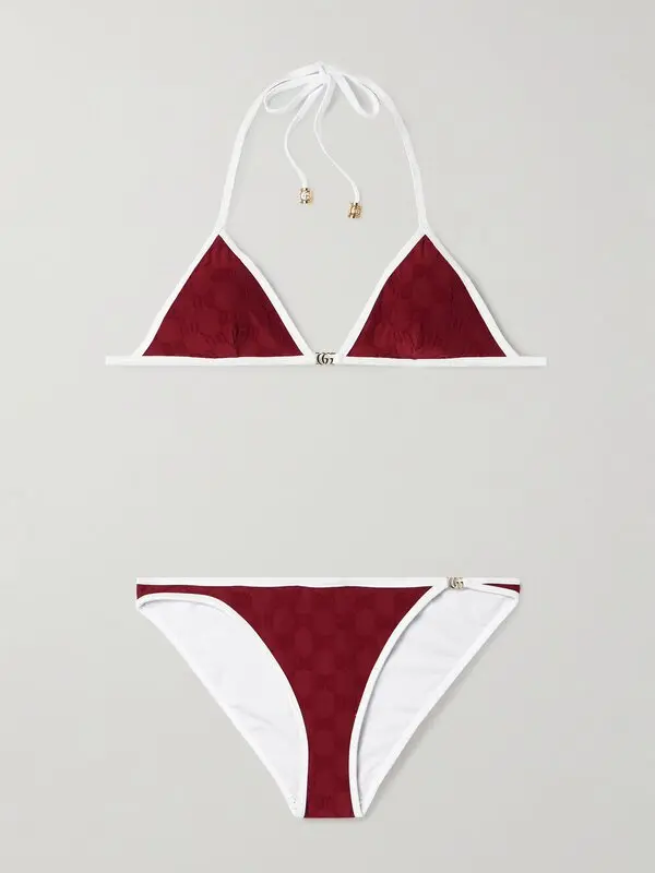 Gucci Embellished Flocked Bikini - Red