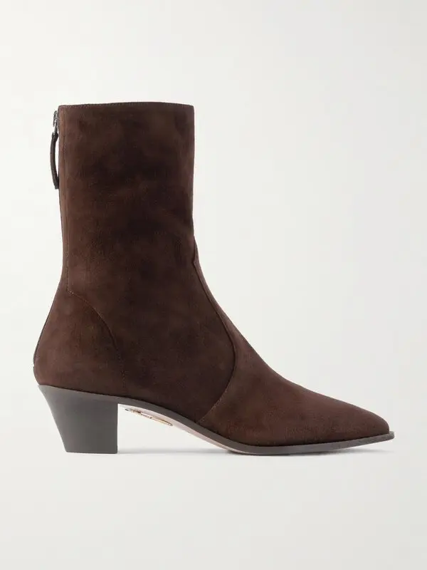 AQUAZZURA Brunswick Suede Ankle Boots - Brown