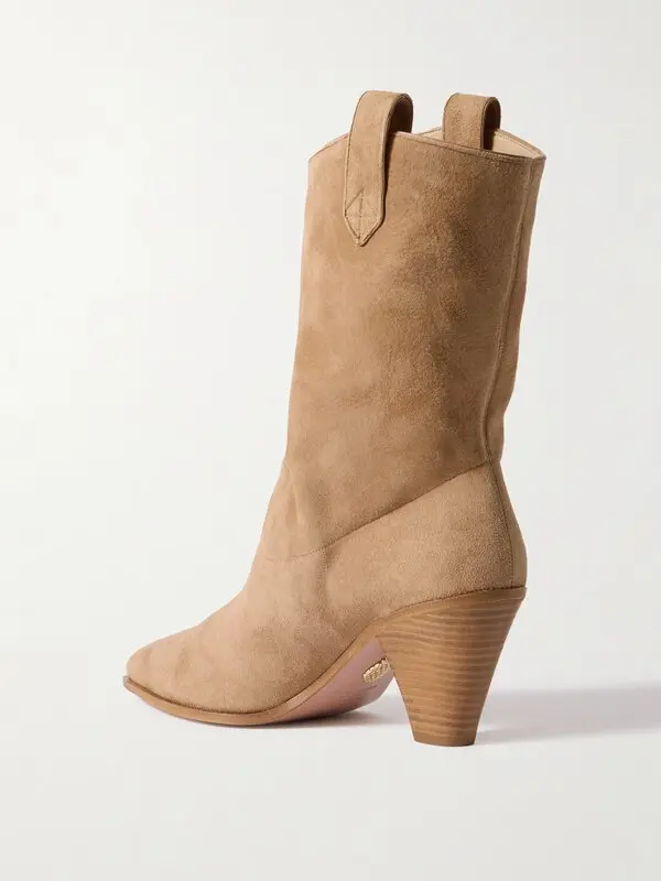 AQUAZZURA Boogie 70 Suede Ankle Boots - Neutrals