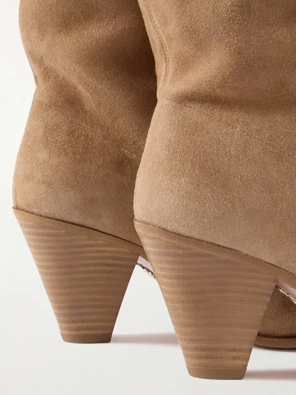 AQUAZZURA Boogie 70 Suede Ankle Boots - Neutrals