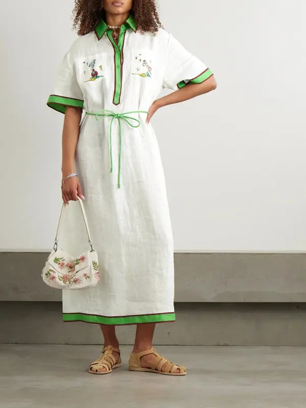 Alemais Anouk Colantoni Play Embroidered Linen-Gauze Midi Shirt Dress In  Cream - 60% Off | Editorialist