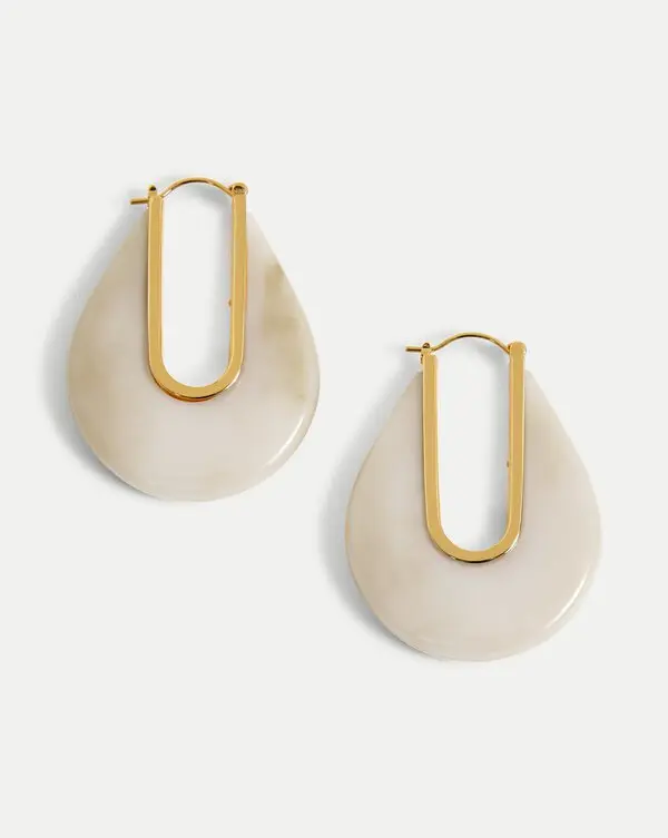 Veronica Beard Resin Drop Hoop Earrings - Ivory