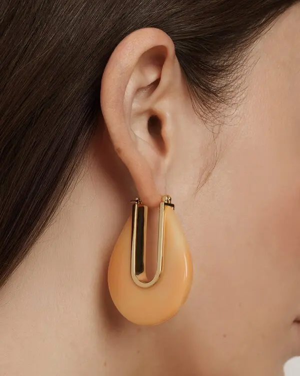 Veronica Beard Resin Drop Hoop Earrings - Sherbert