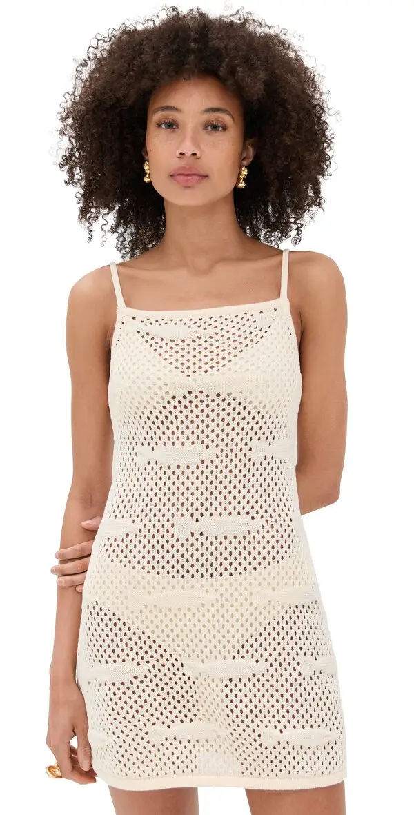 Staud Rio Dress In Crochet Knit - Ecru