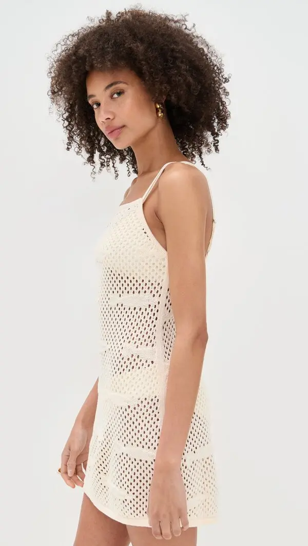 Staud Rio Dress In Crochet Knit - Ecru