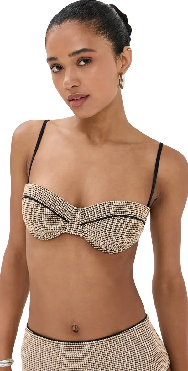Staud Jo Balconette Bikini Top - Natural Pique
