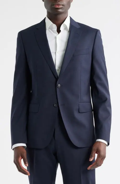 BOSS Huge Slim Fit Solid Wool Suit - Dark Blue