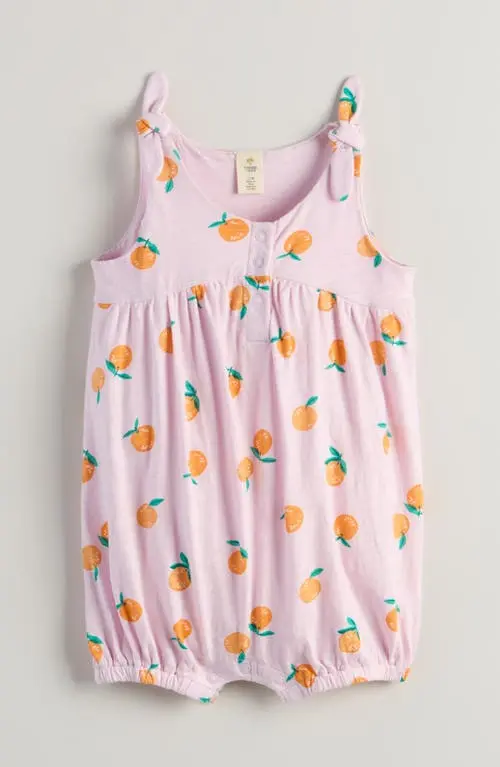 TUCKER + TATE Shoulder Bow Cotton Romper - Pink Shade Sweet Oranges