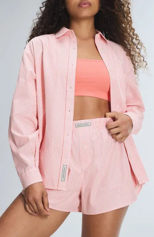 SAVAGE X FENTY Kickback Casuals Pajama Button-up Shirt - Pink Odyssey Line By Line