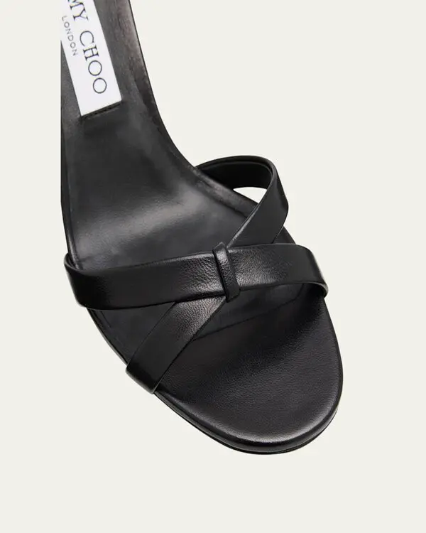 JIMMY CHOO Elsy 70 Leather Sandals - Black
