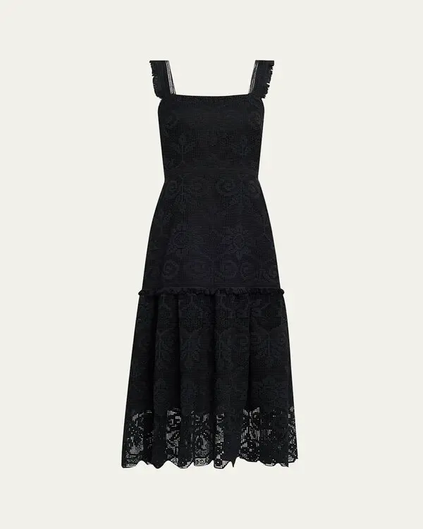 Kobi Halperin Mona Square-neck Lace Midi Dress