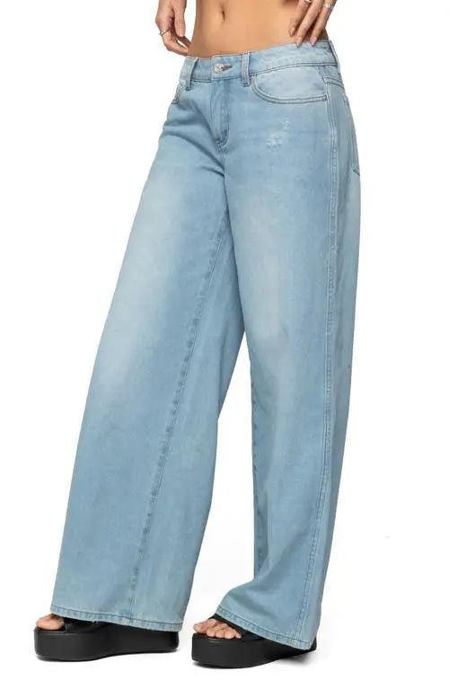 EDIKTED Ripped Low Rise Wide Leg Jeans