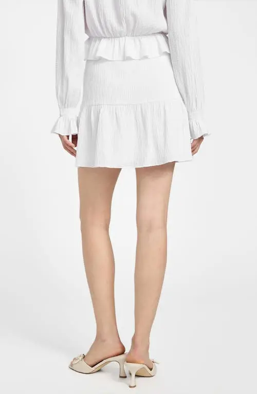 Guess Shaelo Gauze Ruffle Mini Skirt - White