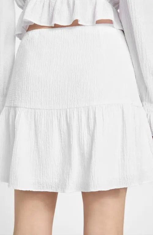 Guess Shaelo Gauze Ruffle Mini Skirt - White