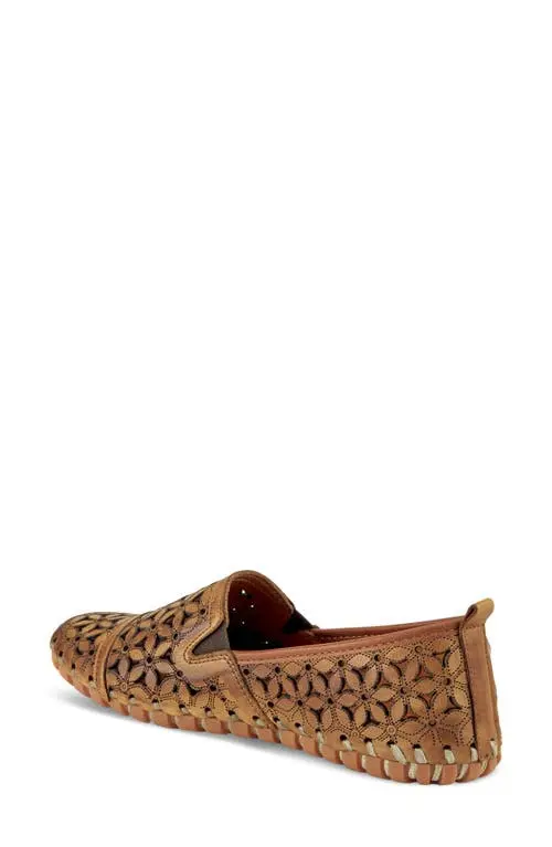 SPRING STEP SHOES Laser-cut Leather Flat - Light Brown