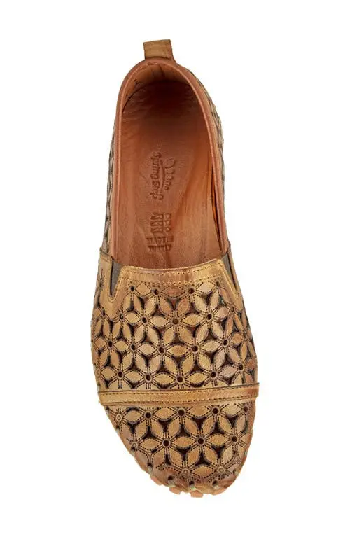 SPRING STEP SHOES Laser-cut Leather Flat - Light Brown