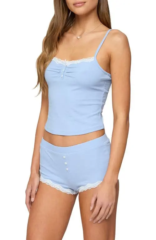 EDIKTED Olena Lace Trim Henley Camisole