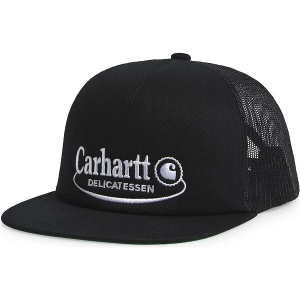 Carhartt Work In Progress Graphic Logo Trucker Hat - Black / Black