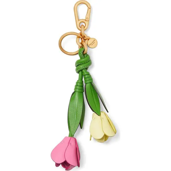 Kate Spade New York Leather Tulip Key Fob - Green Multi
