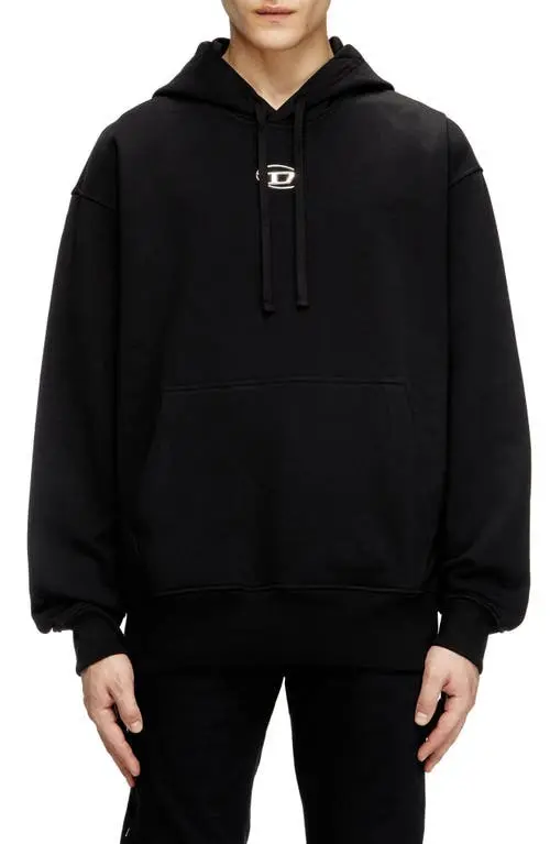 DIESEL® Oversized Metallic Logo Hoodie - Deep/ Black