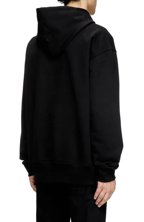 DIESEL® Oversized Metallic Logo Hoodie - Deep/ Black
