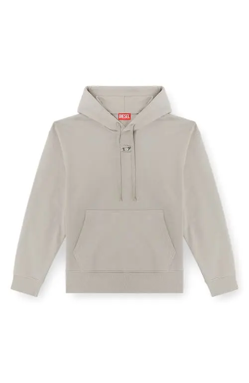 DIESEL® Oversized Metallic Logo Hoodie - Dove/ Grey