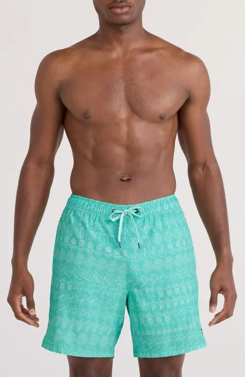 SAXX Oh Buoy 2n1 7-inch Volley Swim Trunks - Isl Lineup-surf Blue