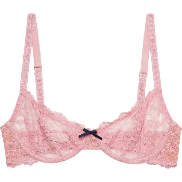 FLEUR DU MAL Bianca Lace Underwire Balconette Bra - Pink Lady