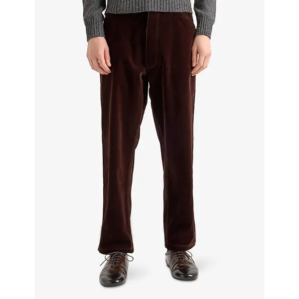 パンツ 22aw prada velvet pants Prada Logo-Embellished Velvet Trousers - Brown | Editorialist