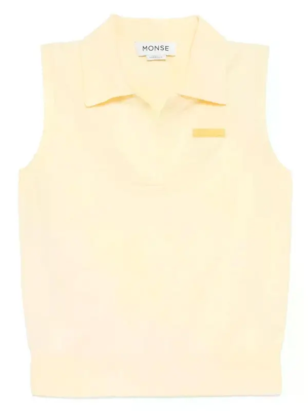 Monse Knitted Polo Top - Yellow