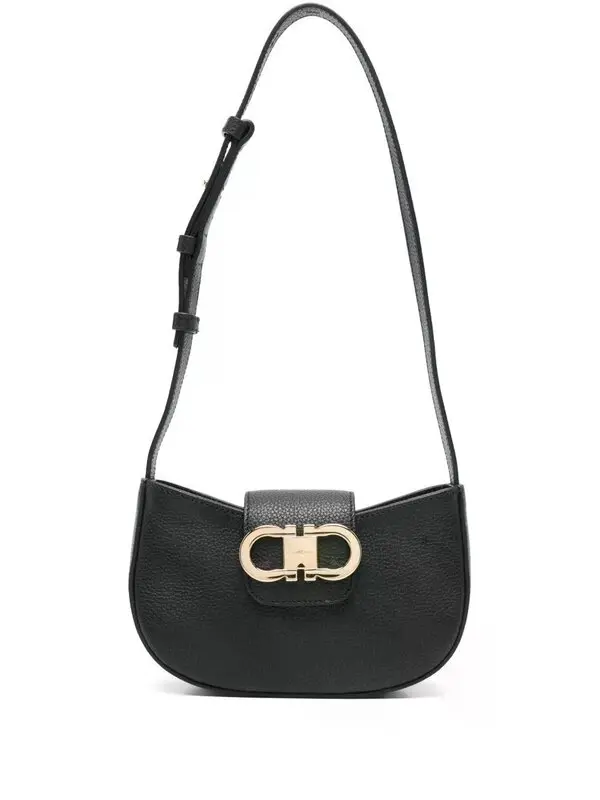 FERRAGAMO Mini Double Gancini Shoulder Bag - Black