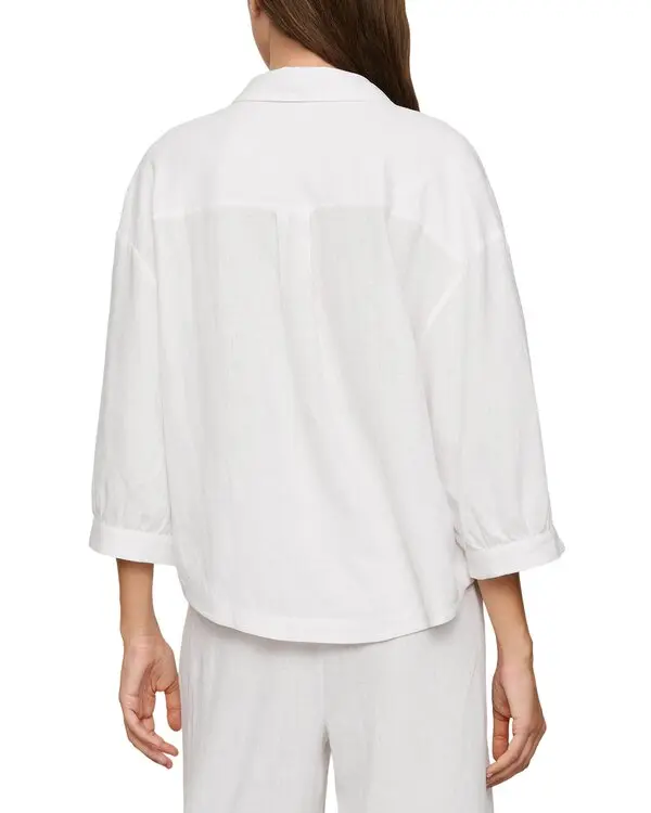 Eberjey Linen Blend Relaxed Fit Pajama Top - White