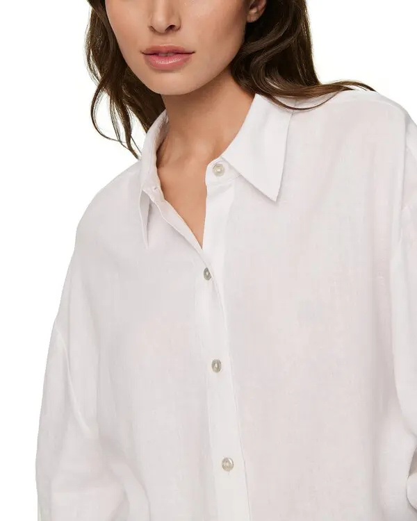 Eberjey Linen Blend Relaxed Fit Pajama Top - White