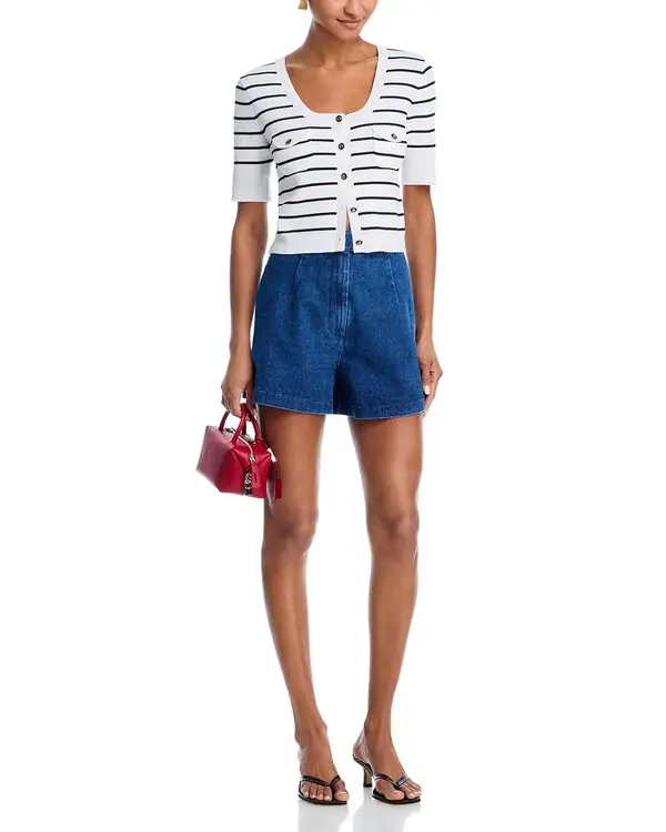 Aqua Striped Short Sleeve Cardigan