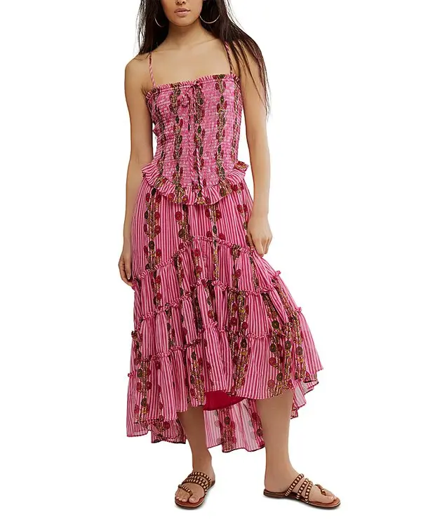 knee length dresses for ladies Pink Floral Midi Dress – Sandi's Styles main image 0