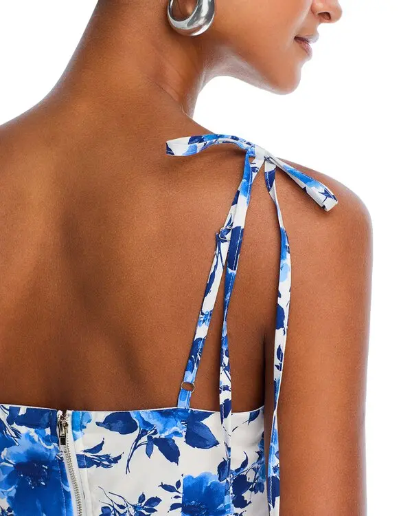 Aqua Fit And Flare Poplin Mini Dress In White/Blue - 50% Off | Editorialist
