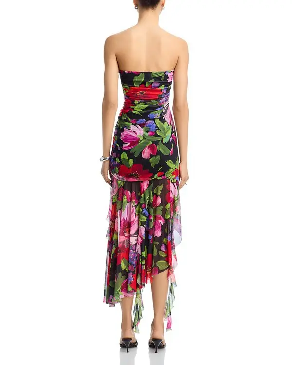 Aqua Floral Mesh Midi Dress