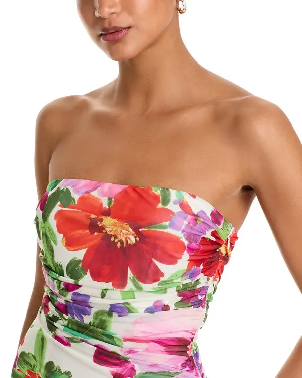 Aqua Floral Mesh Midi Dress