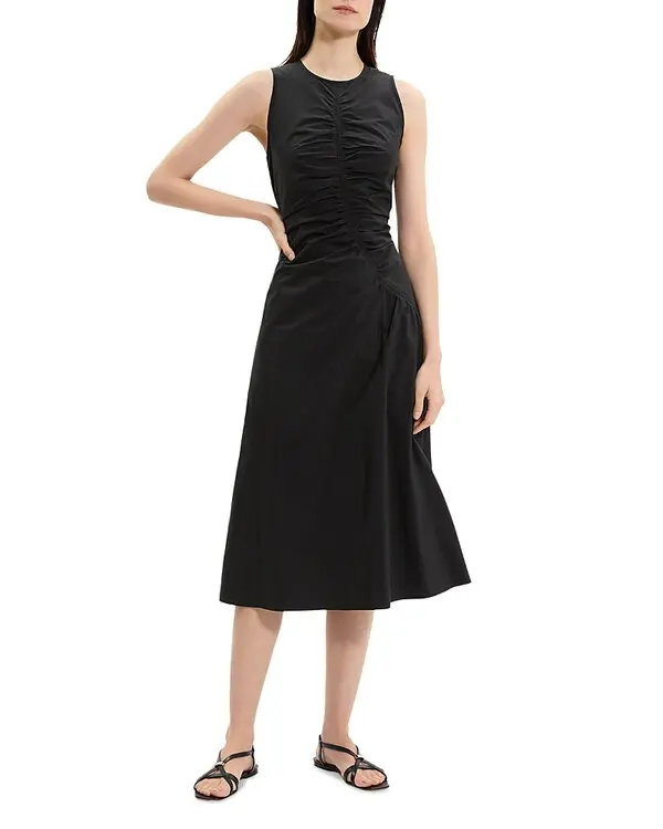 Theory Ruched Sleeveless Dress - Black