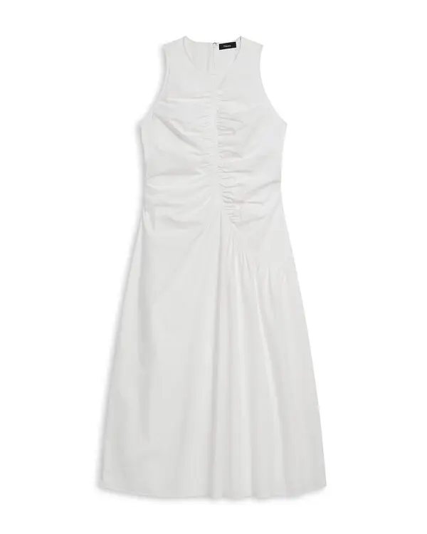 Theory Ruched Sleeveless Dress - White
